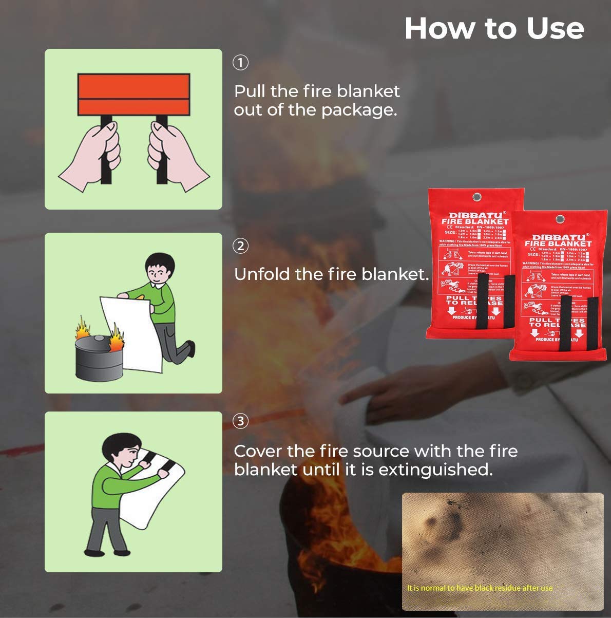 DIBBATU Fire Blanket, 4 Pack-red, Fiberglass, Emergency Blanket for Home, Kitchen, Grill, BBQ, Fireplace