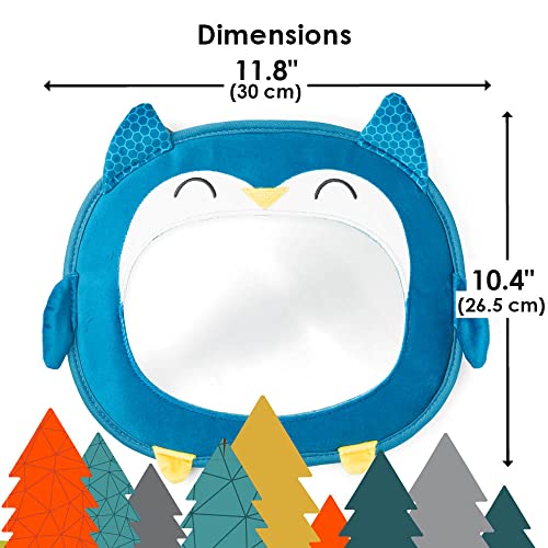 Diono Easy View Owl Character Baby Car Mirror, Safety Car Seat Mirror for Rear Facing Infant, Fully Adjustable, Wide Crystal Clear View, Shatterproof, Crash Tested