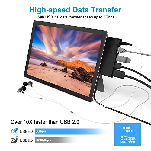 Surface Go/Go 2/Go 3 Hub, Surface Go Docking Station 5 in 1 USB C Surface Go 2 Dock Adapter with 1000M RJ45 Ethernet 4K HDMI 2 USB 3.0 Ports & 3.5mm Audio/Earphones Jack, NOT for Surface Laptop GO