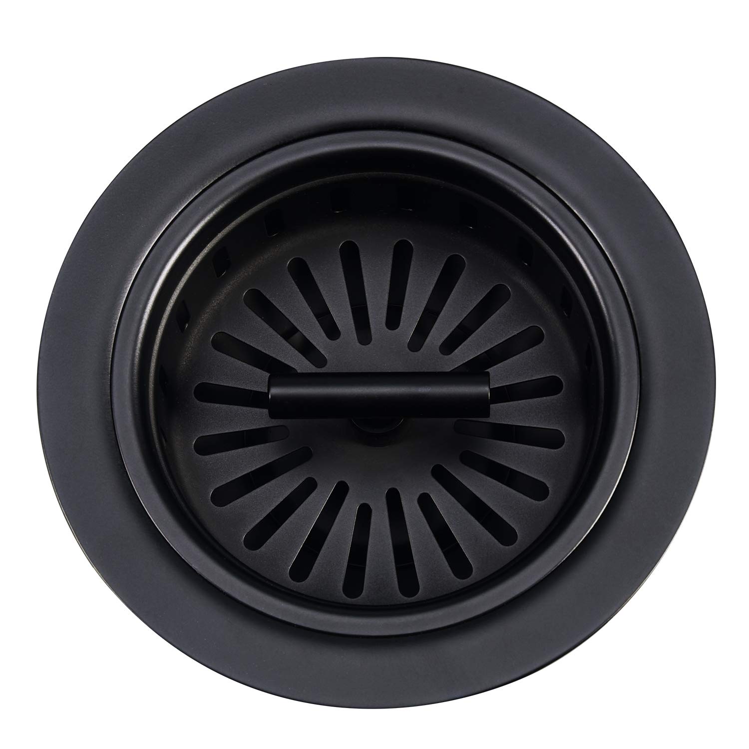 KONE Black Kitchen Sink Drain Matte Black Sink Strainer 3-1/2 Inch Drain Assembly Kit Replacement for Universal 3.5 Inch Kitchen Sink, All Stainless Steel Body with Strainer Basket and Drain Stopper