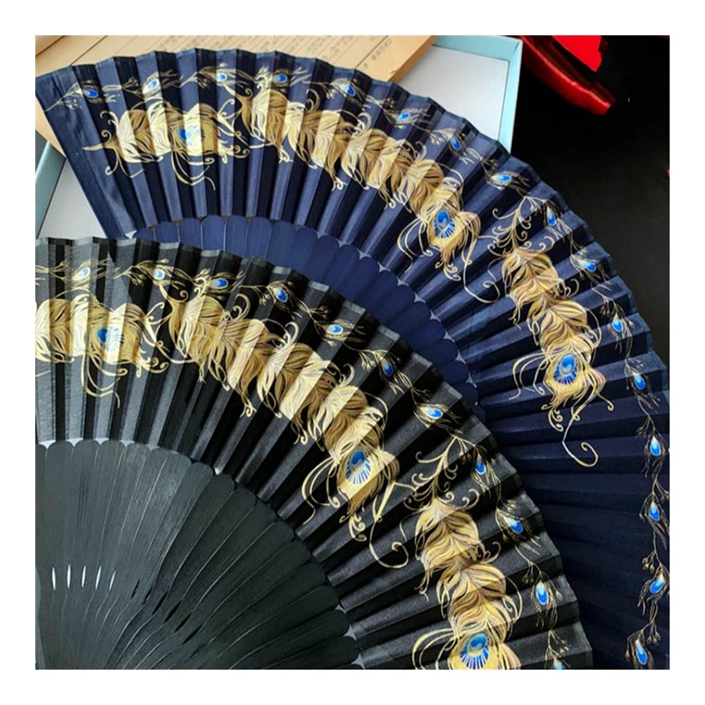Folding Fan Chinese Classical Folding Fan Chinese Vintage Folding Bamboo Bronzing Fan Portable Handmade Chinese Hanfu Hand Fan Ventilador Fan (E)