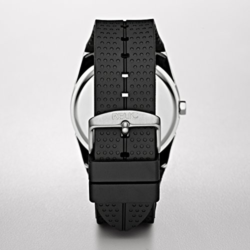 Relic by Fossil Men's Jake Stainless Steel Analog-Quartz Silicone Strap, Black, 22 Casual Watch (Model: ZR11861)