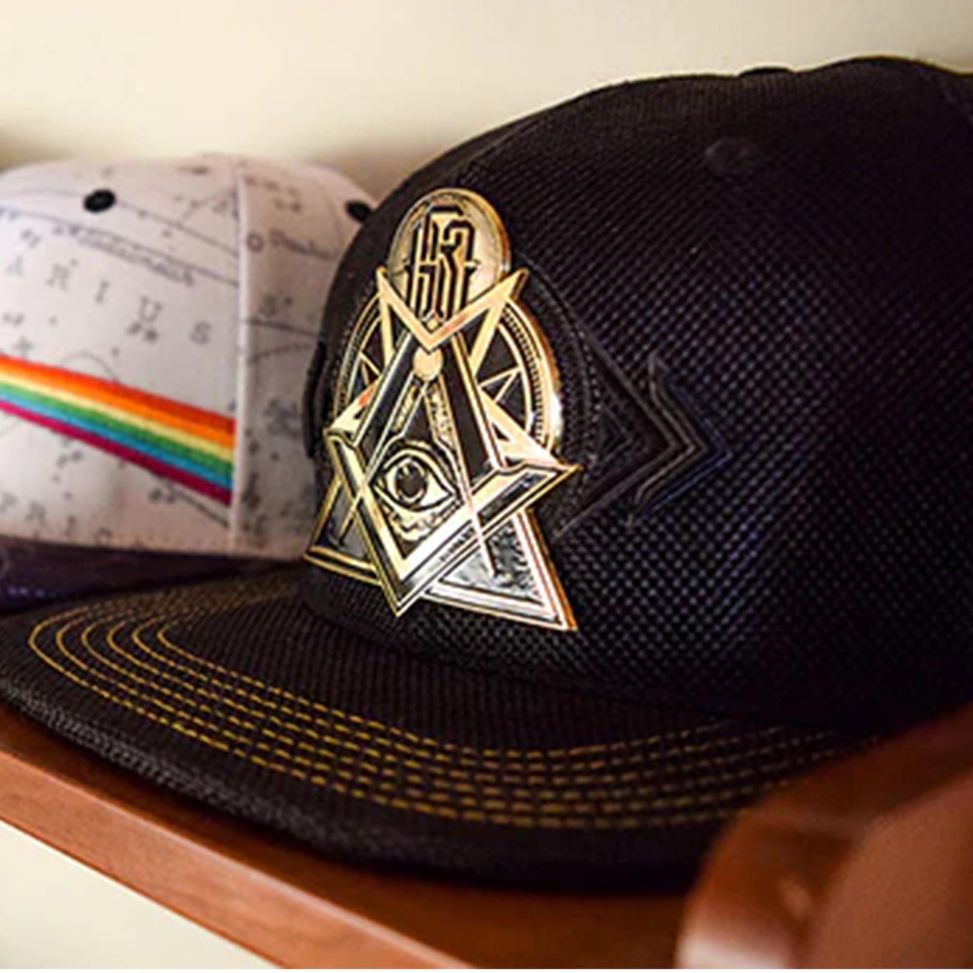 Grassroots California - Secret Society Gold Snapback, Shallow Style, 100% Cotton, Embroidered, Designed Interior (L/XL)