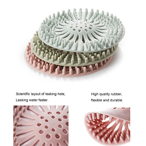 KongNai Hair Catcher Shower Drain Cover, 4 Pack Hair Stopper Drain Protector for Bathroom Bathtub and Kitchen, Reusable Rubber Sink Strainer