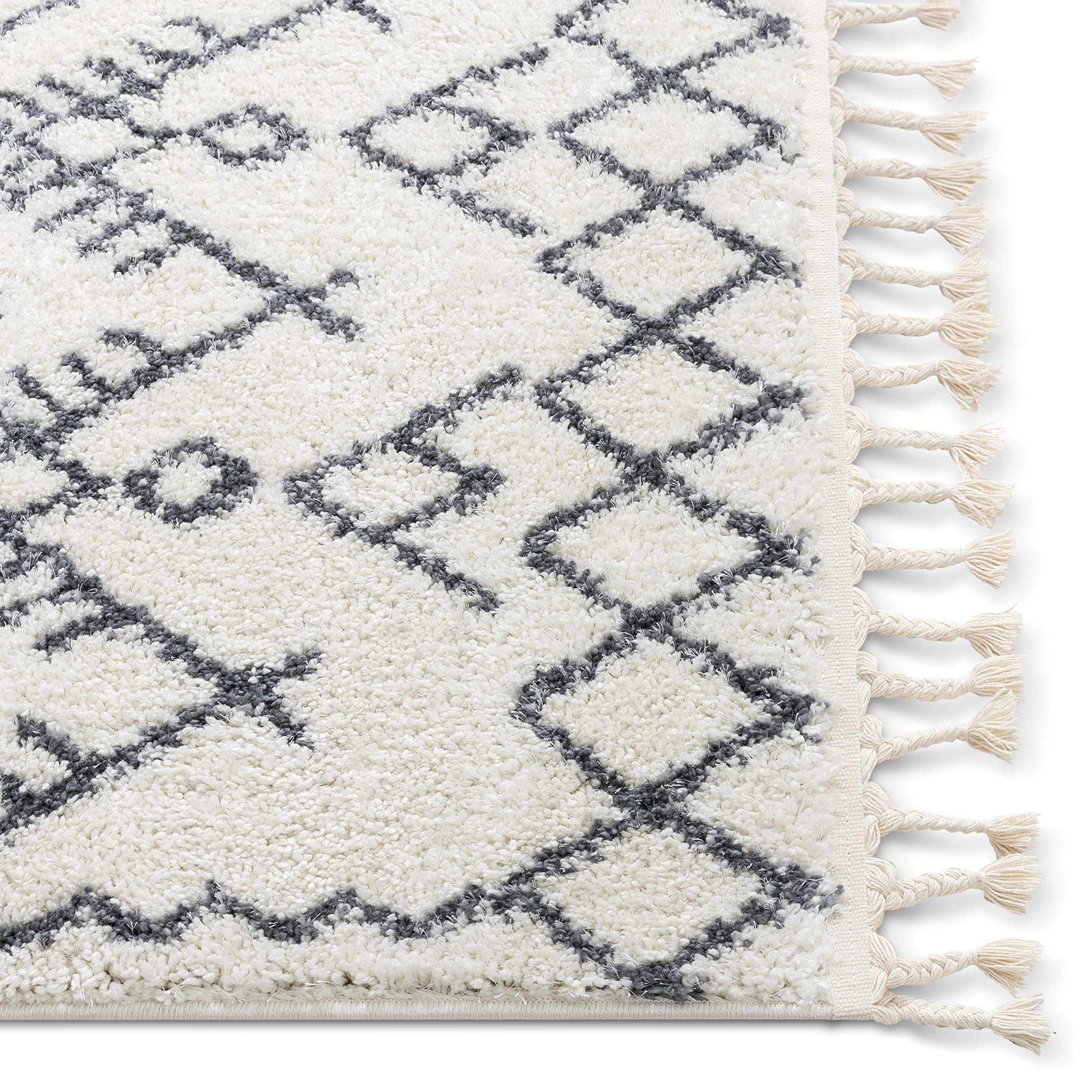Well Woven Chessa Grey Moroccan Shag Diamond Trellis Pattern Area Rug 7'10" x 9'10"