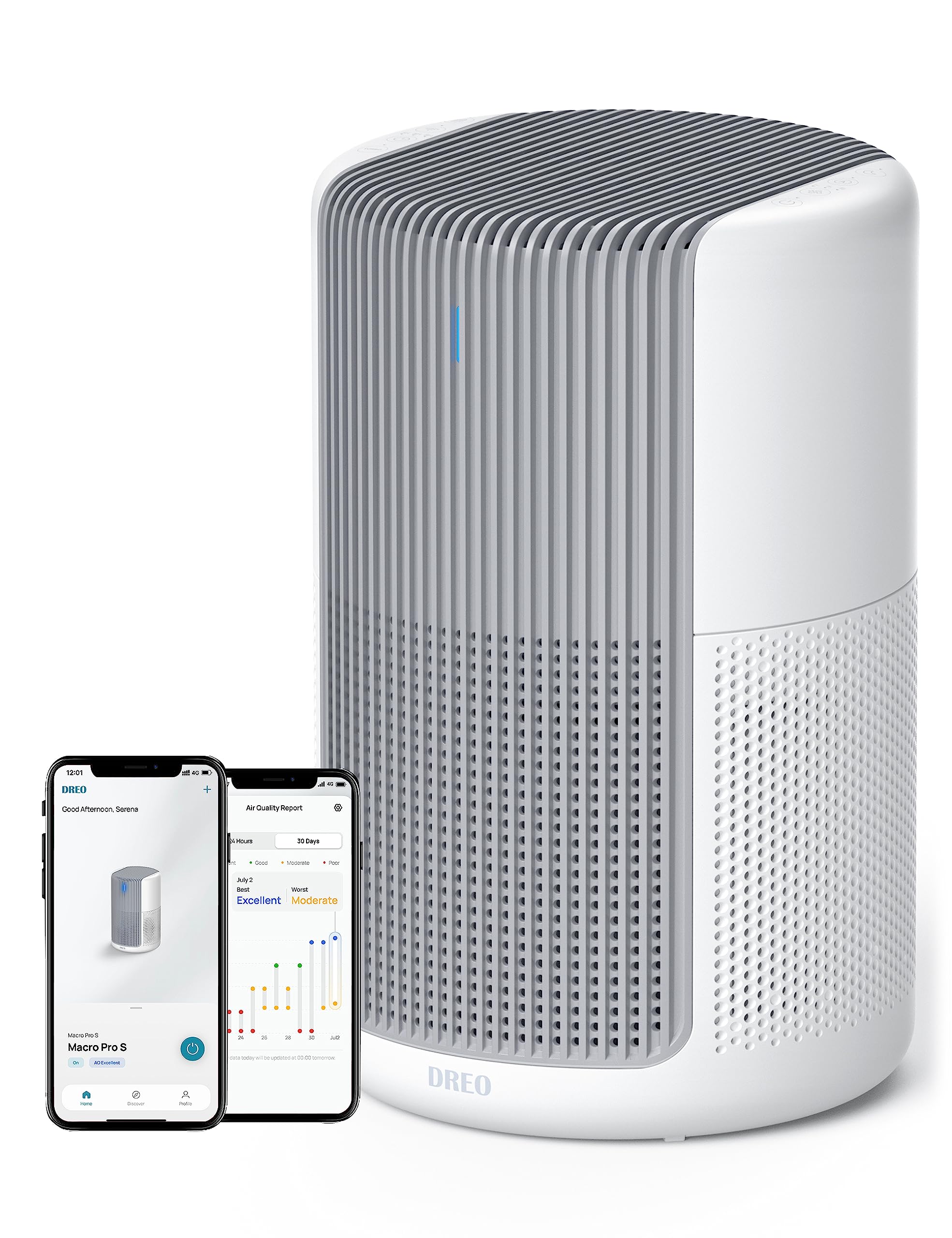 Dreo Air Purifiers for Bedroom, Smart WiFi Alexa/Google Control, Fits for Allergy, Pets, H13 True HEPA Filter, Removes Up to 99.97% of Particles Dust Smoke Pollen, 20dB Low Noise, PM2.5 Sensor 6 Modes