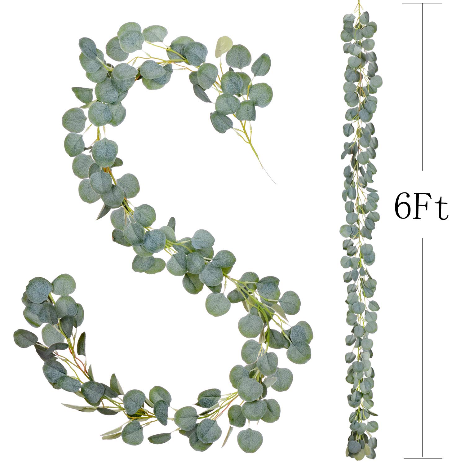 DearHouse Artificial Eucalyptus Garland Faux Silk Eucalyptus Leaves Vines Handmade Garland Greenery Wedding Backdrop Arch Wall Decor