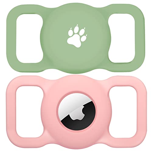 yiliuoer Airtag Dog Collar Holder,2 Pack Silicone Airtag Case for Dog Collar,Dog GPS Tracker Case for Apple Airtags, Anti-Lost Air Tag Holder Case,Airtag Holder with Cat Dog Collar