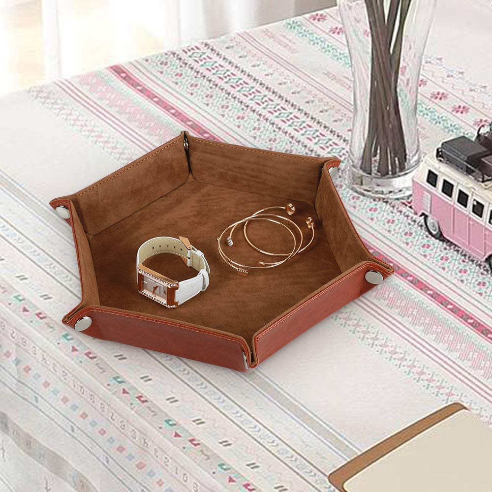 Dice Tray 12 Inch Dice Rolling Tray Folding Dice Tray Holder for RPG DND Table Games Double Sided PU Leather Tray (Camel)