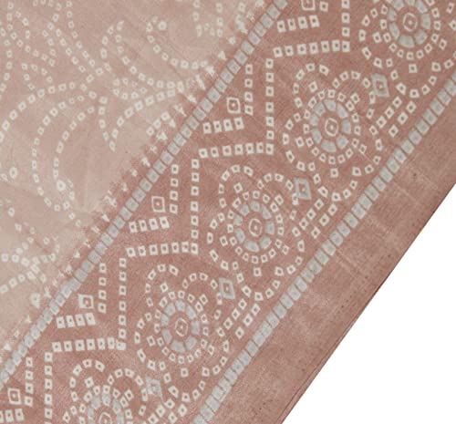 Peegli Vintage Bandhani Printed Saree Pink Recycled Fabric Silk Blend DIY Craft Sari