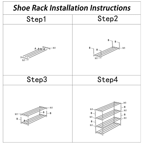 LODFHLL 4-Tier Small Shoe Rack,Narrow Shoe Rack Storage Stackable Sturdy Metal Standing Shoe Shelf Organizer for Closet,Entryway,Hallway