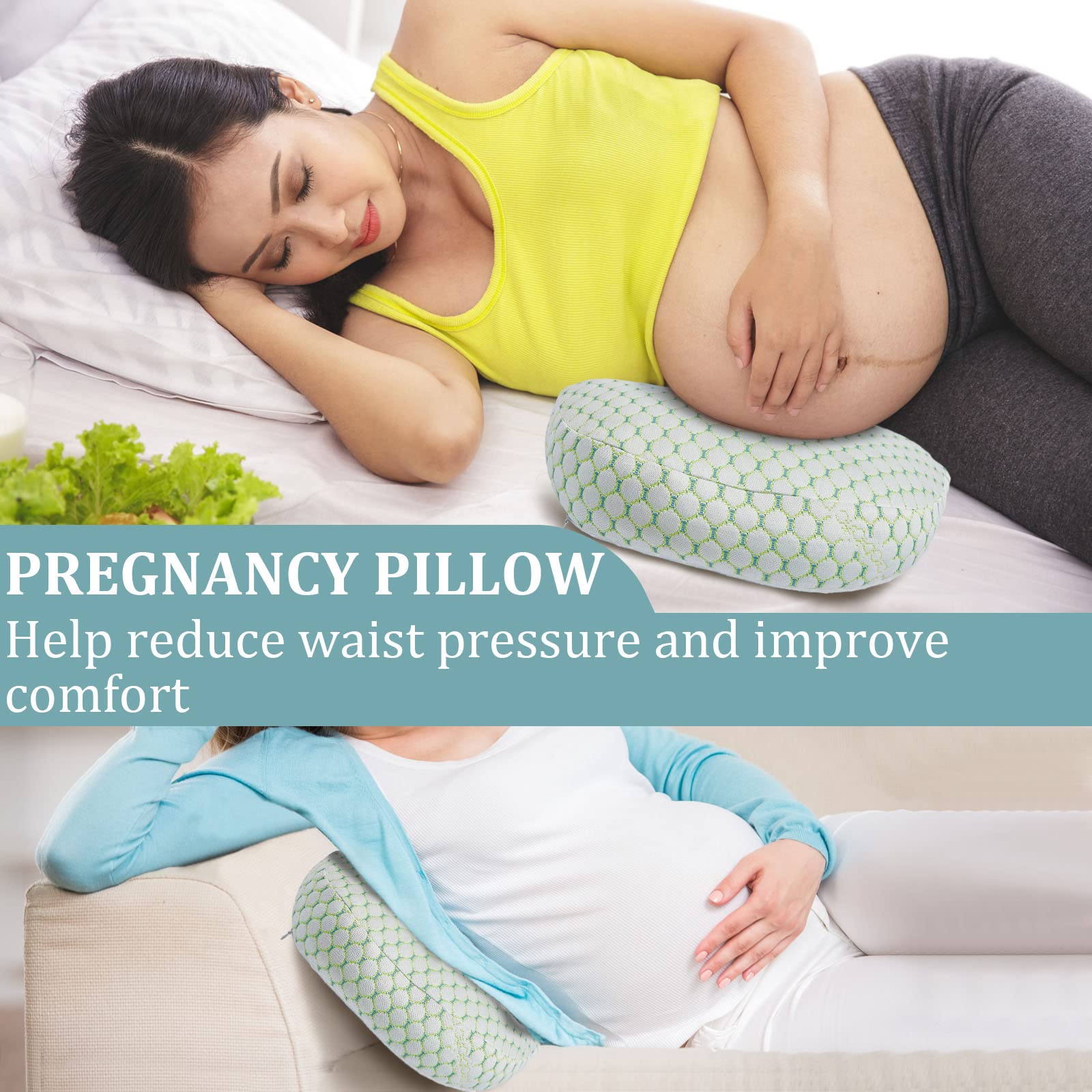 Juexica Pregnancy Pillow for Pregnant Women, Wedge Soft Pregnancy Body Pillow, Adjustable Maternity Belly Support Band Waist Belt Support for Belly, Back, Hips, Legs, Side Sleeping Postpartum