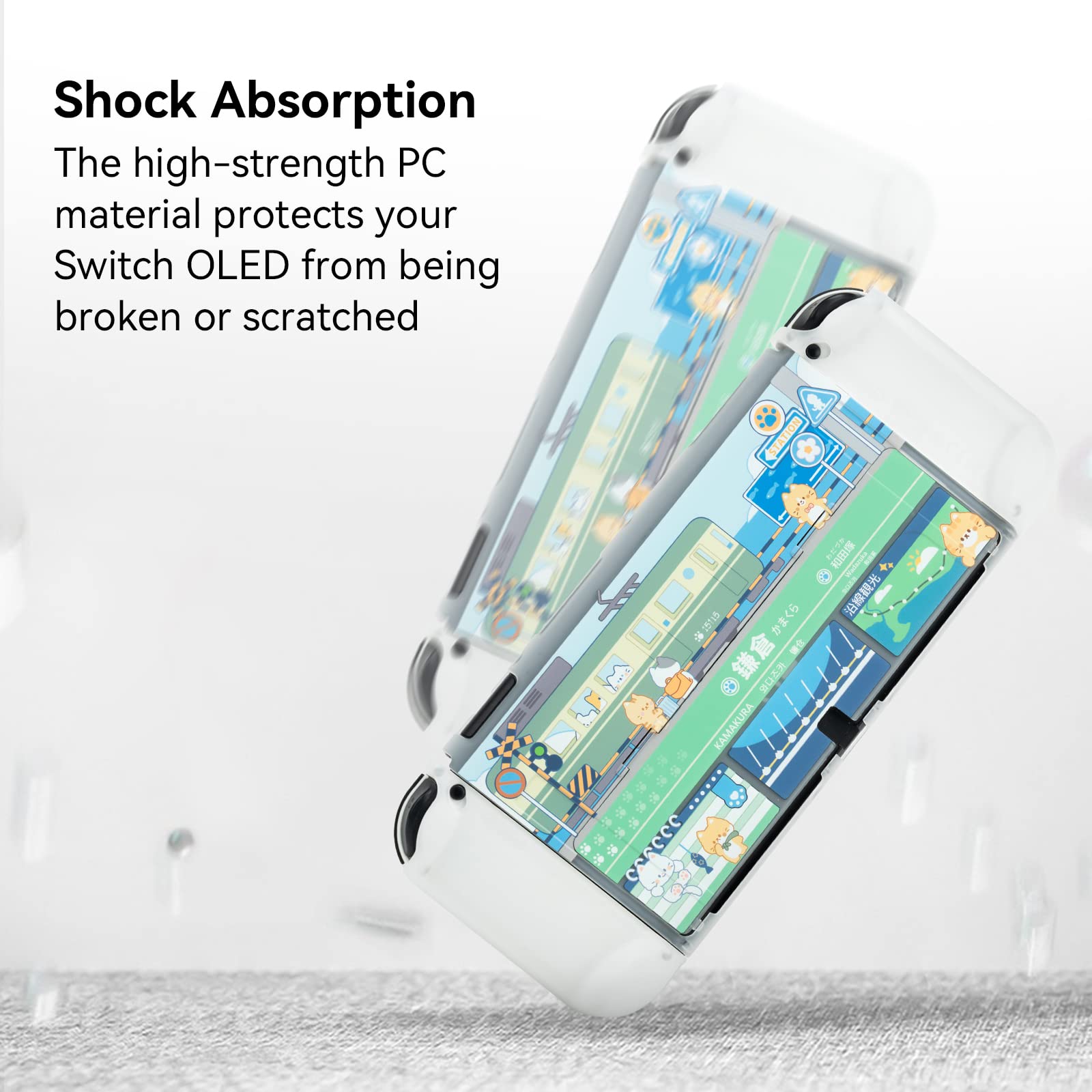 GeekShare Protective Case Slim Cover Case Compatible with Nintendo Switch OLED and Joy-Con - Shock-Absorption and Anti-Scratch -- Travel Cat