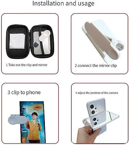 Smartphone Camera Mirror Reflection Clip Kit Adjustable Enhance Phone Camera Shots with Selfie Reflector Travel-Friendly and Easy-to-Carry Phone Camera Mirror Clip (Black)