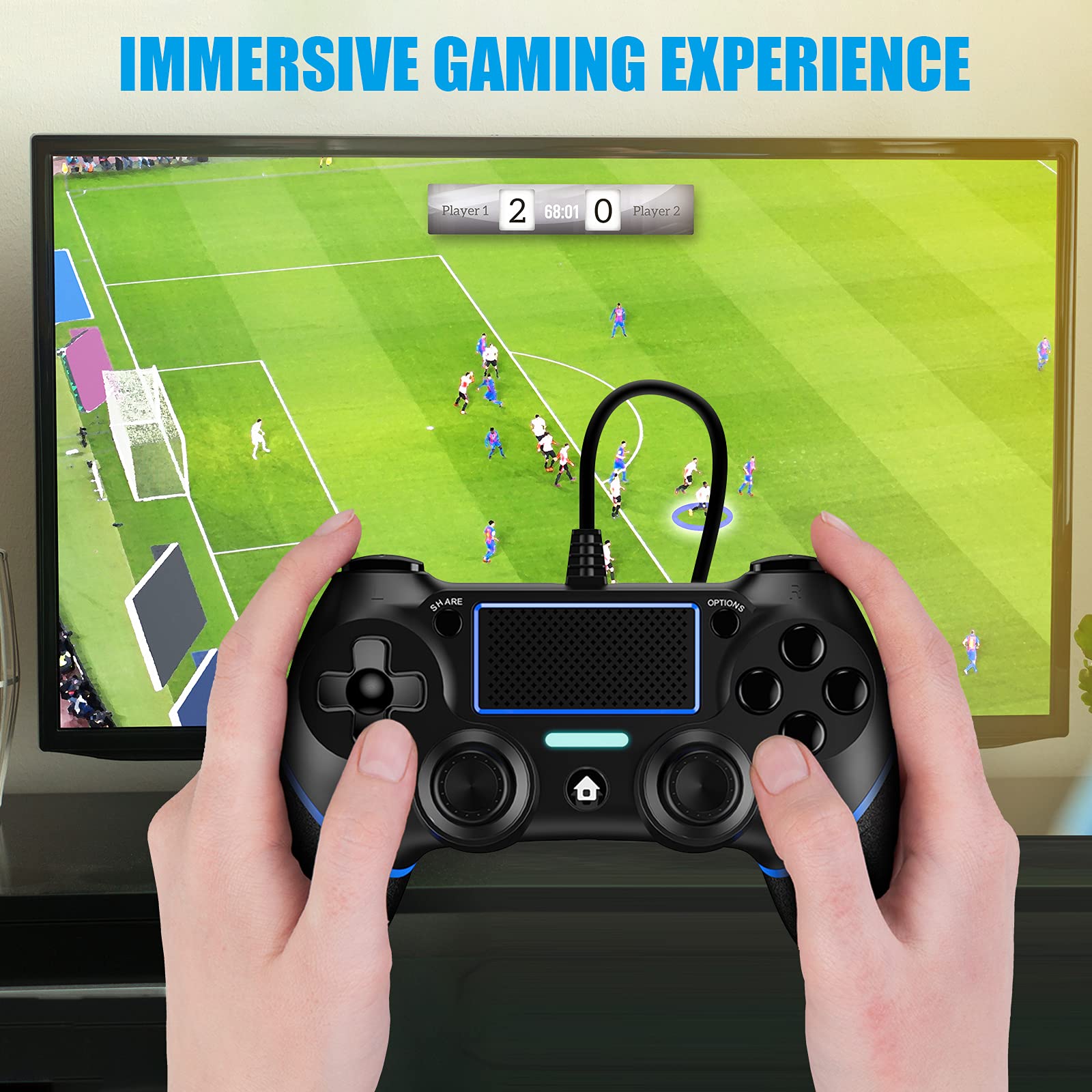 Etpark PS-4 Wired Controller, Professional PS-4 Gamepad,Touch Panel Joypad with Dual Vibration, Instantly Timely Manner to Share Joystick