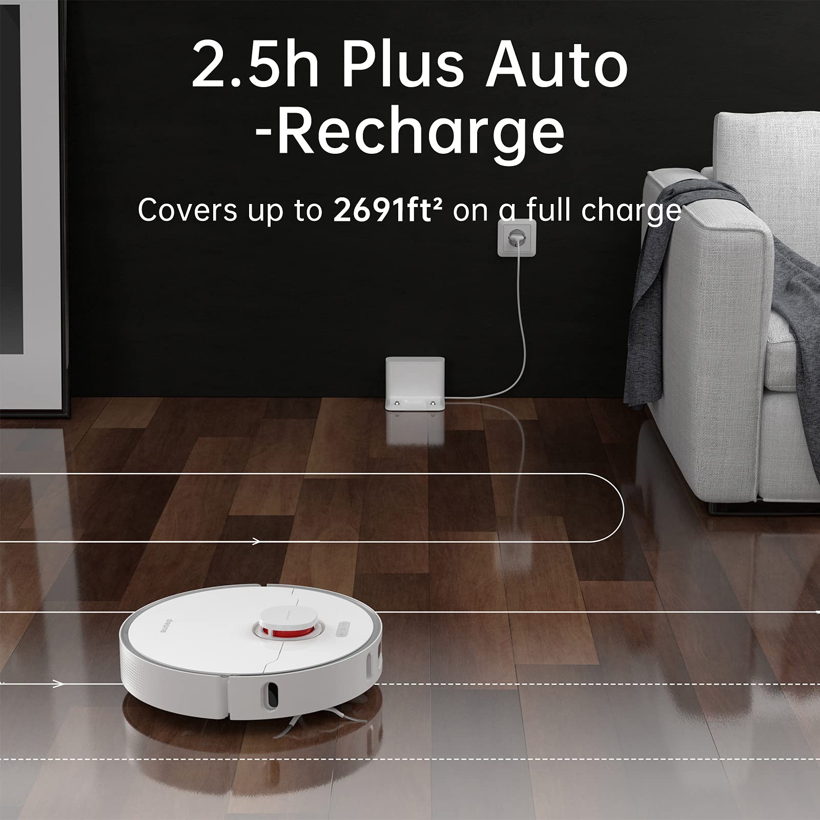 Dreametech L10 Pro Robot Vacuum and Mop, 4000Pa Strong Suction, 2.5h Runtime, Works with Alexa/Google Home/APP, 3D Obstacle Avoidance, Superb LiDAR Navigation, Ideal for Pet Hair, Carpets, Hard Floor