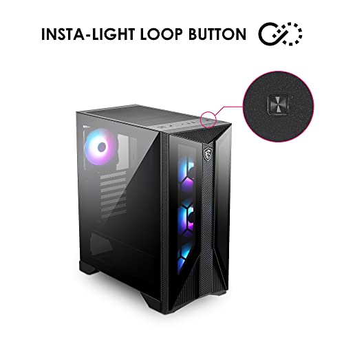 MSI MPG GUNGNIR 120R - Premium Mid-Tower Gaming PC Case - Tempered Glass Side Panel - ARGB 120mm Fans - Liquid Cooling Support up to 360mm Radiator - Vented Front Panel