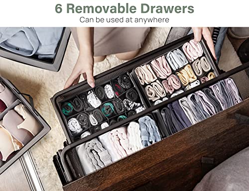 Kootek 7 Shelf Hanging Closet Organizer with Drawers, Hanging Closet Shelves Closet Storage 6 Clothing Drawer Side Pockets for Clothes, Bras, Socks, Underwear, Nursery Room, Wardrobe