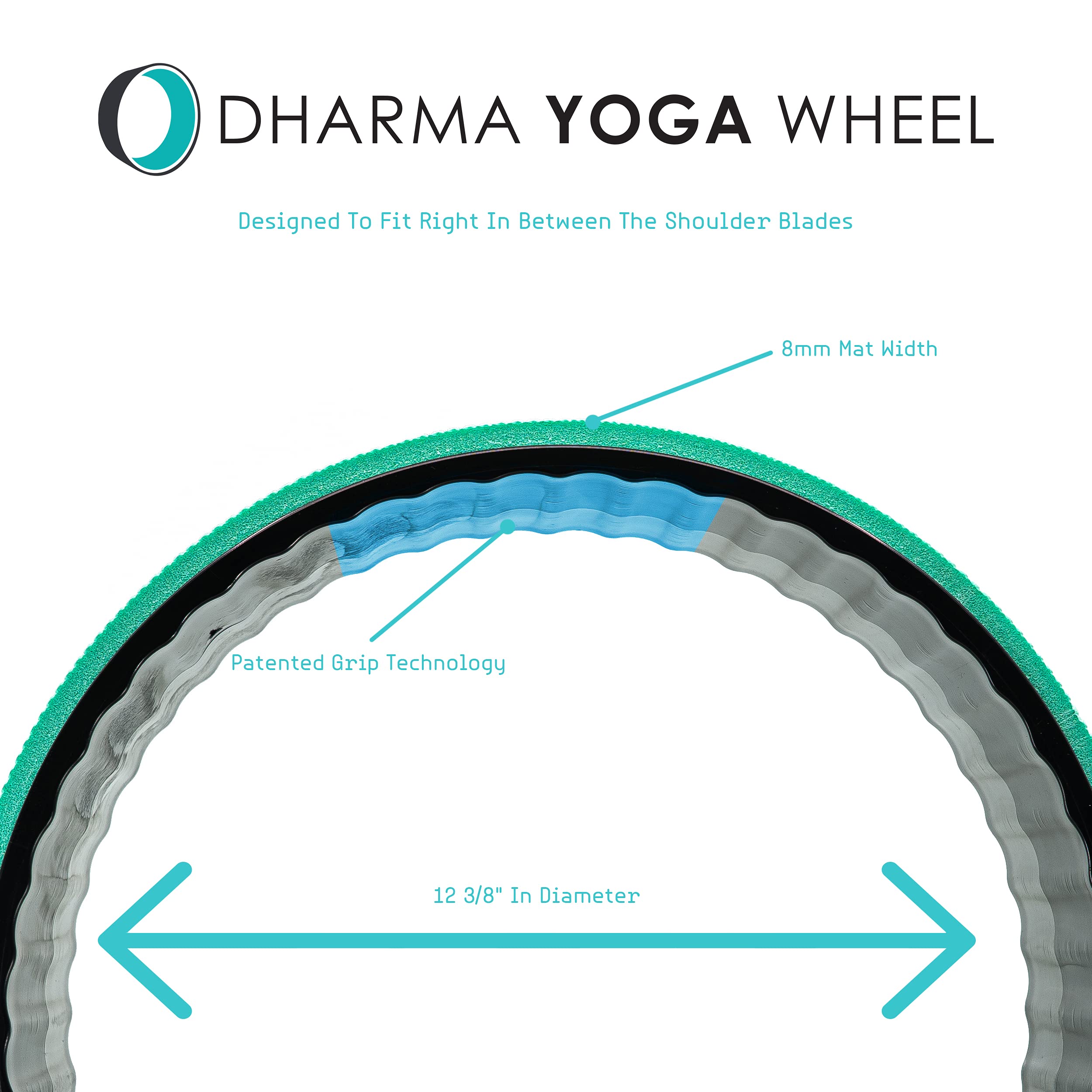 Dharma Yoga Wheel Eco Basic for Stretching, Strengthening, Back Pain, Strained Muscles, Bulging Discs, Arthritis, Osteoporosis, Ligament Strains | Portable Yoga Prop, Patented Grip Design, Made in USA