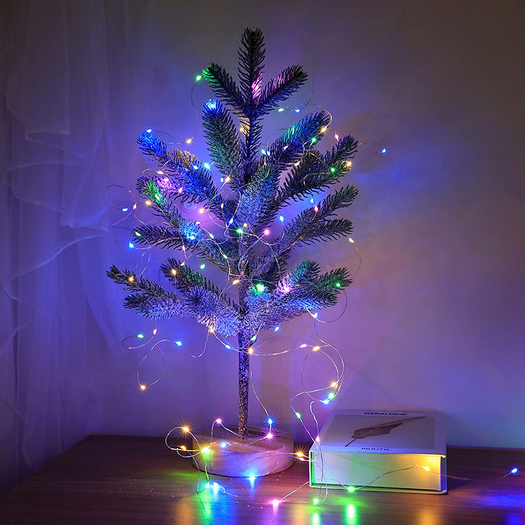 Dienalls Fairy Lights 2 Pack Battery Operated Waterproof 50leds with Remote Control Timer 16.4ft Silver Wire Twinkle String Lights for Christmas Parties Bedroom Wedding Dorm Garden Home Decoration