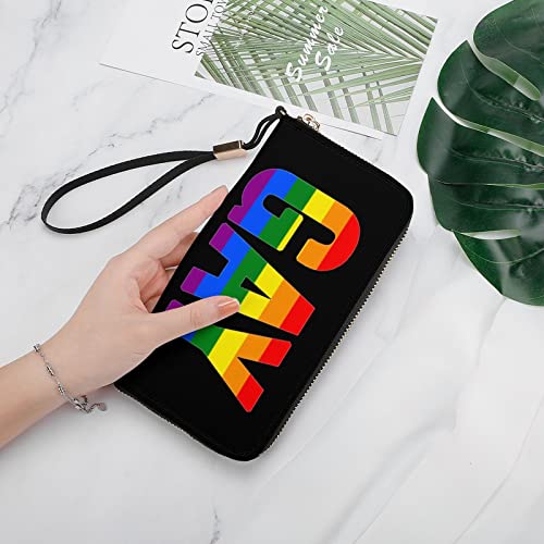 FunnyStar LGBT Gay Pride AF Women's Long RFID Hand Wallet Wristlet Clutch Purse PU Leather Handbag with Wrist Strap