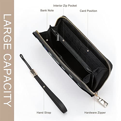 FunnyStar Semicolon Live Suicide Prevention Women's Long RFID Hand Wallet Wristlet Clutch Purse PU Leather Handbag with Wrist Strap