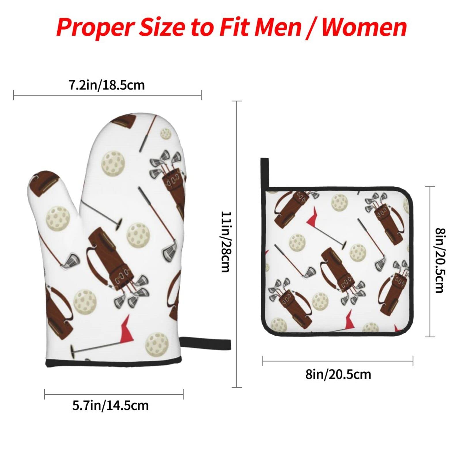 Golf Theme Oven Mitts and Pot Holders Set of 4 for Kitchen Cooking BBQ Baking