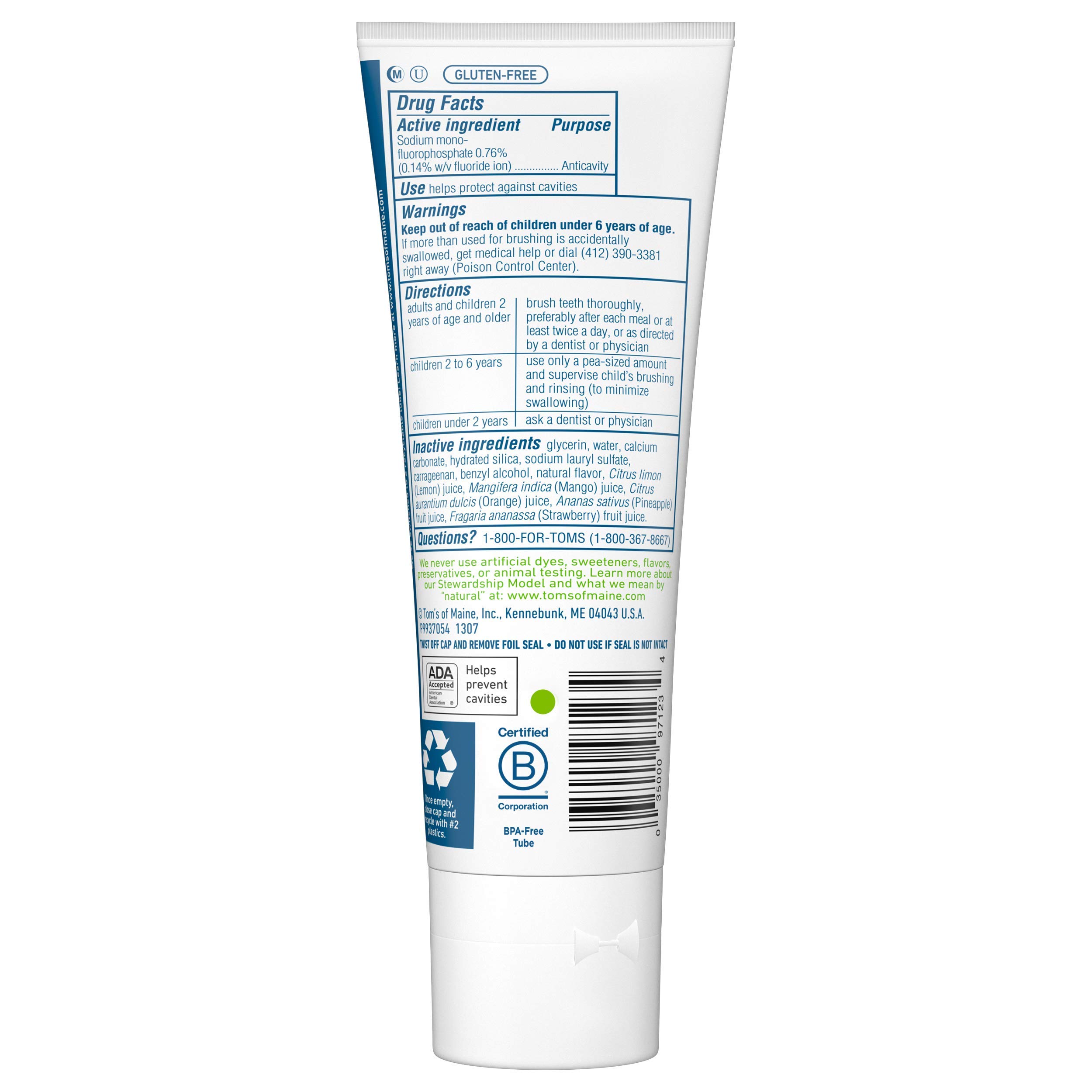 GUM - 70070942306514 Crayola Kids? Flossers, Grape, Fluoride Coated, Easy Grip Handle & Tom's of Maine ADA Approved Fluoride Children's Toothpaste, Natural Toothpaste, Dye Free, No Artificial