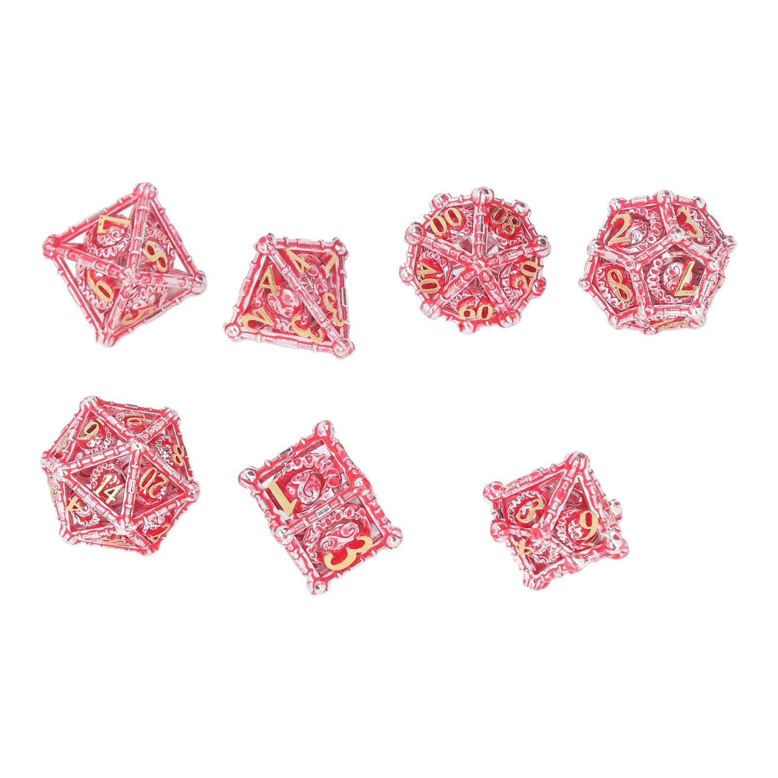 FOTABPYTI Metal Dice, Hollow Strong Balance Portable Finely Polished Delicate Appearance Brass Dice Set Polyhedral for Role Playing Games
