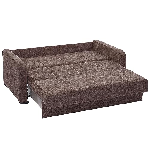 Sweethome Stores 72" Pull Bed with Storage, Firm, Fabric, 650 lbs Capacity, Sleeper Sofa, Futon for Living Room or Home Office Convertible Couch, Classique Sofabed, Brown
