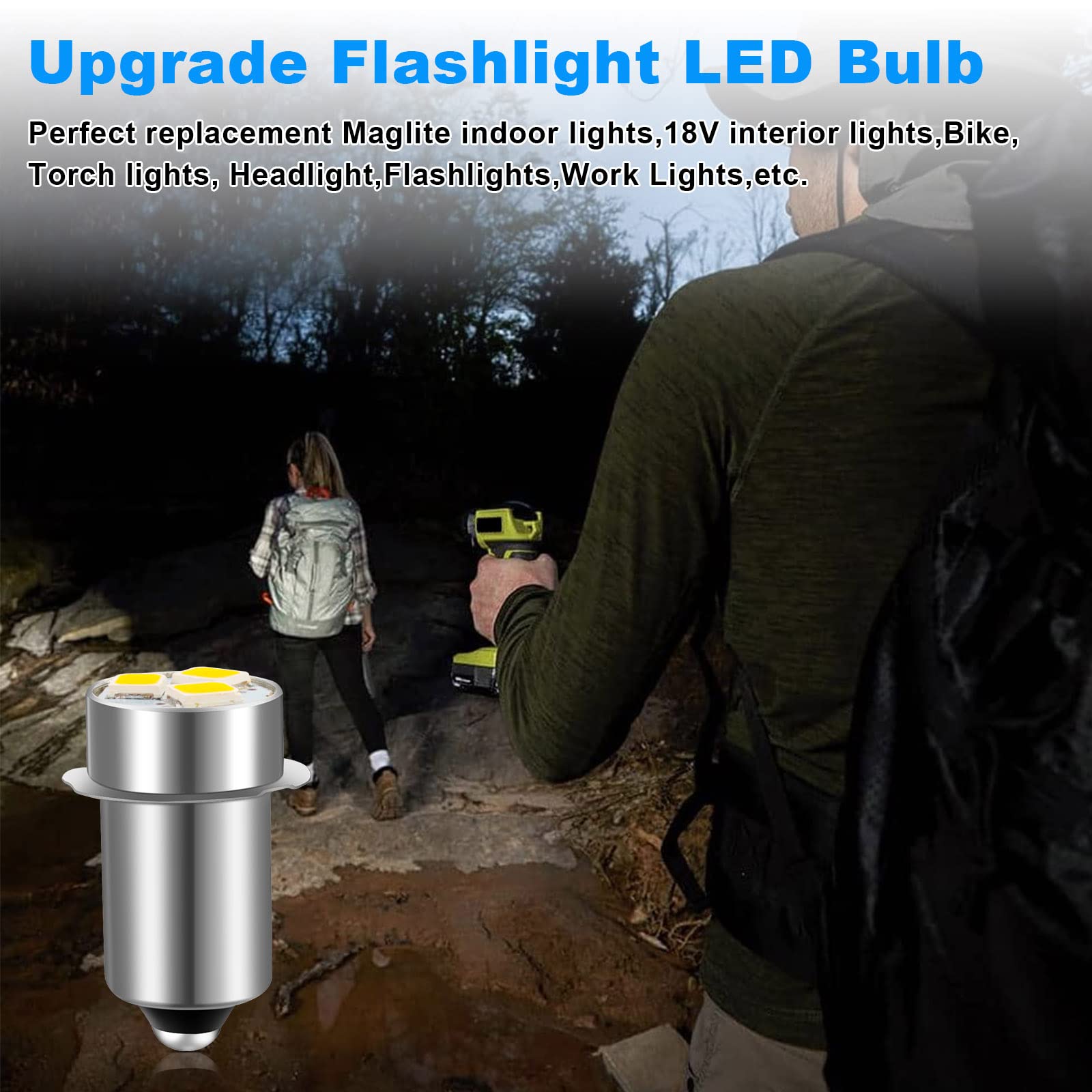Flashlight LED Light Bulb for Ryobi Craftsman Milwaukee Flashlight /Work Light Replacement 18V 19.2V Flashlight Maglite LED Bulb - 3 Pack