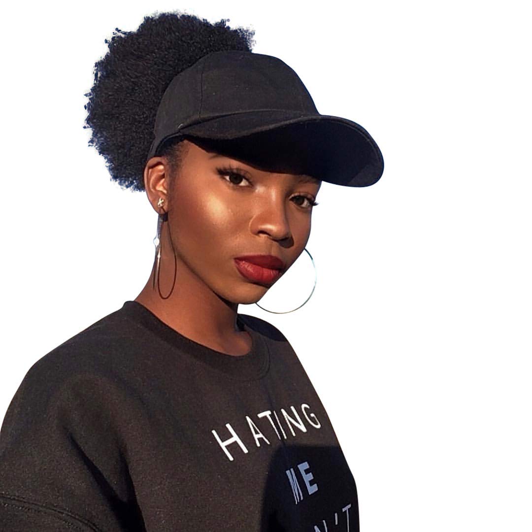 CurlCap Natural Hair Backless Cap – Satin Lined Baseball Hat for Women - Black
