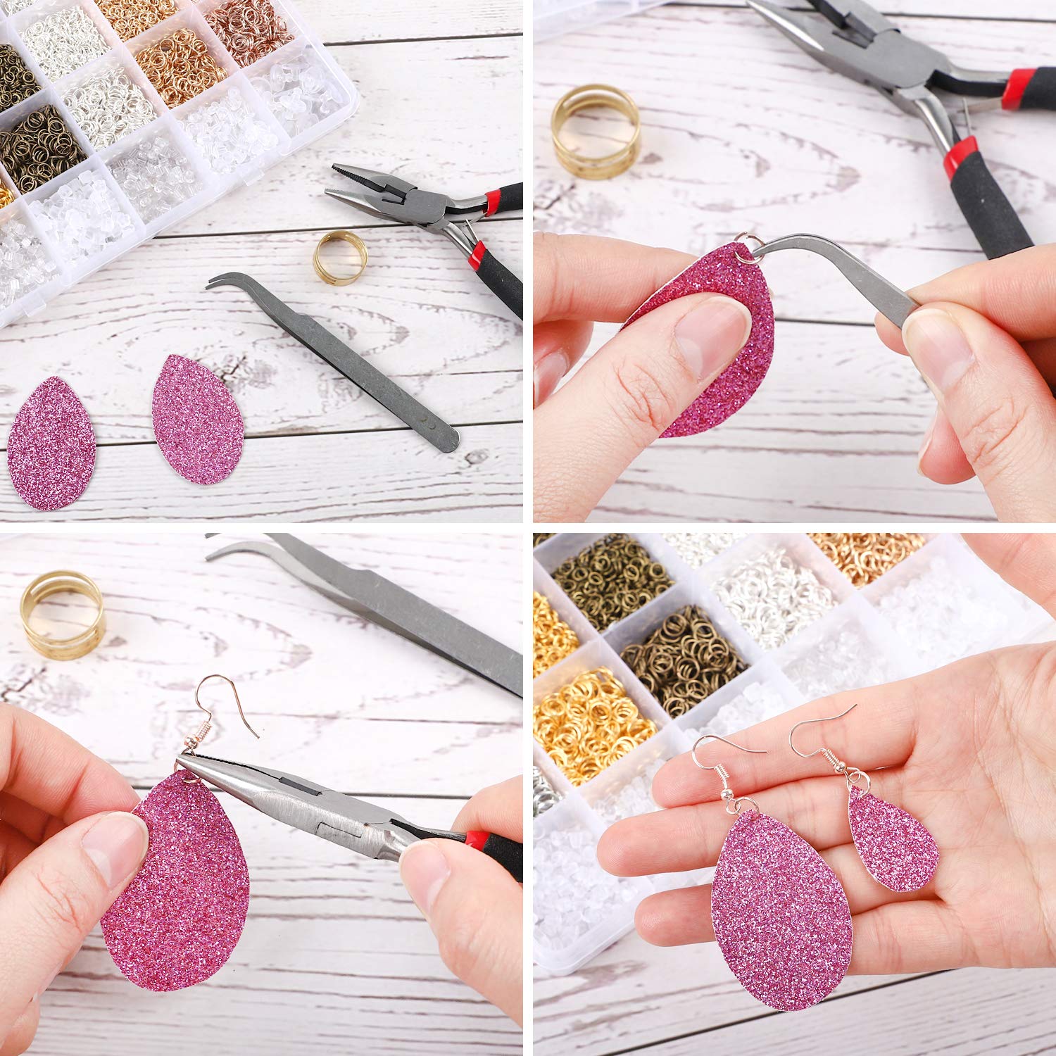 DICOBD 3700pcs Earring Making Supplies Kit with Earring Hooks for Jewelry Making, 6 Colors Jump Rings and Earring Post