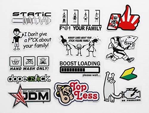 Racing Decals Funny Car Decal Stickers Reflective Hard Hat Stickers Adult Decals JDM Domo Fmaily Windows Decals