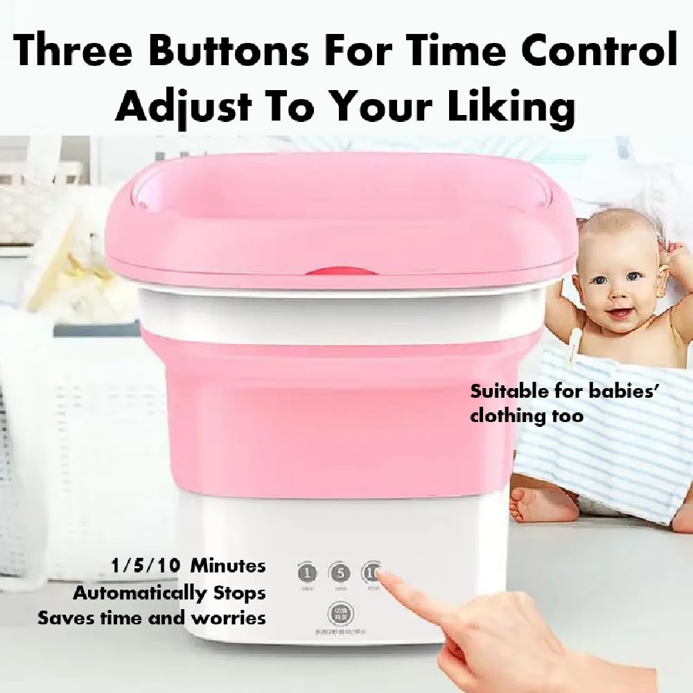 FlexiWash Portable Washing Machine, Mini Washing Machine with 3 Modes Deep Small Foldable Bucket Washer for Camping, RV, Travel, Small Spaces, Lightweight and Easy to Carry