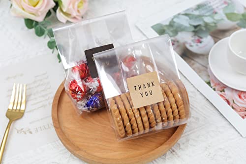LOKQING Cellophane Treat Bags Cookie bags for Packaging Clear Gift Bags with Stickers for Cookies,Candy,Chocolates(Clear,9x4 INCH)