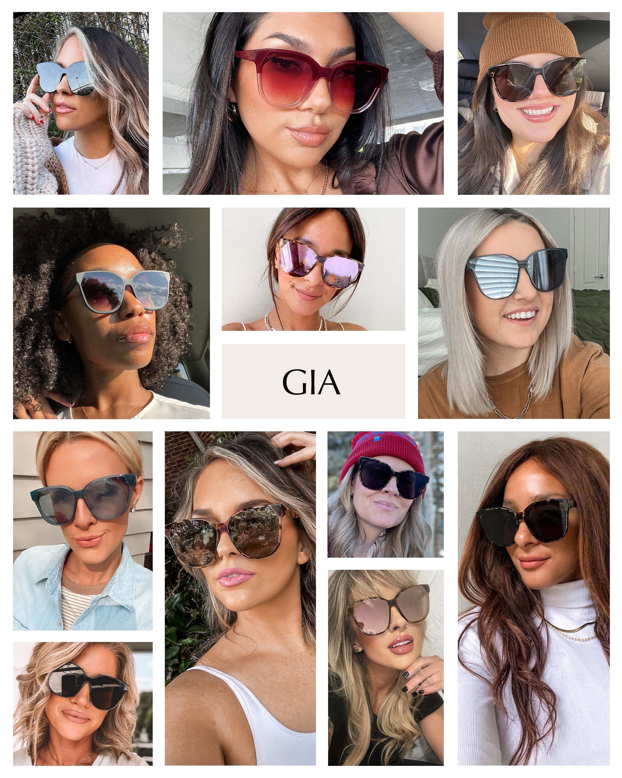 DIFF Gia Designer Oversized Square sunglasses for Women UV400 Protection Protection, Black + Grey