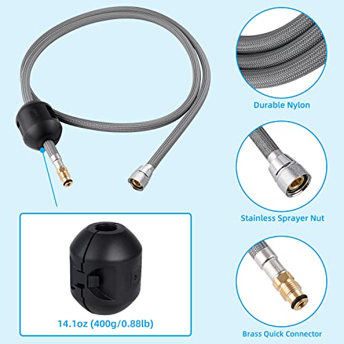 Hygie Rinse 88624000 Replacement Pull-out Faucet Hose Compatible with Hansgrohe Kitchen Faucets Standard Non-Select Single Hole, with 14.1oz/0.88lb Weight Ball, Kitchen Faucet Spray Hose 59 +10.5 Inch