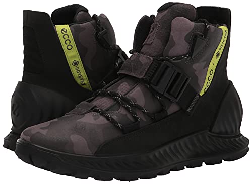 ECCO Men's Exostrike Gore-TEX Waterproof Buckle Hiking Boot, Titanium/Black, 10-10.5