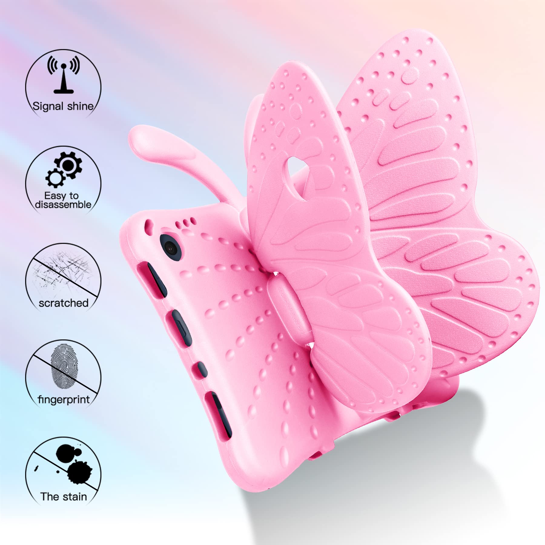Foluu for All-New Amazon Fire HD 10 and Fire HD 10 Plus (11th Generation, 2021 Release), Fire HD 10 2021 Kids Case, Butterfly Non-Toxic EVA Shockproof Case with Kickstand for Fire HD 10 2021 (Pink)