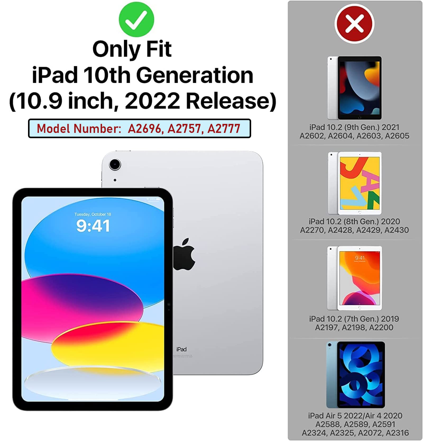 LTROP iPad 10th Generation Case(10.9-inch, 2022), iPad 10th Gen Case with Screen Protector, Hand/Shoulder Strap, Swivel Kickstand, Sturdy Cover Case for iPad 10.9 10 Generation for Kids Boys, Red