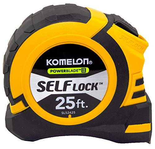 Komelon SL52425; 25' x 1.06" Self-Lock Powerblade II Tape Measure, Yellow/Black