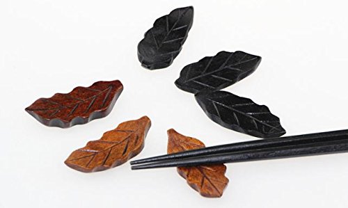 Islandoffer Handcrafted Wooden Chopstick Rest Spoon Fork Knife Holder leaf Designed, Set of 6