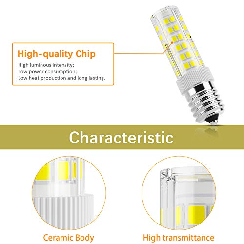 DiCUNO E17 LED Bulb 5 Watt Appliance Bulb Microwave Oven Light 6000K Daylight White, 550lm, 50W Halogen Equivalent Non-dimmable (2-Pack)