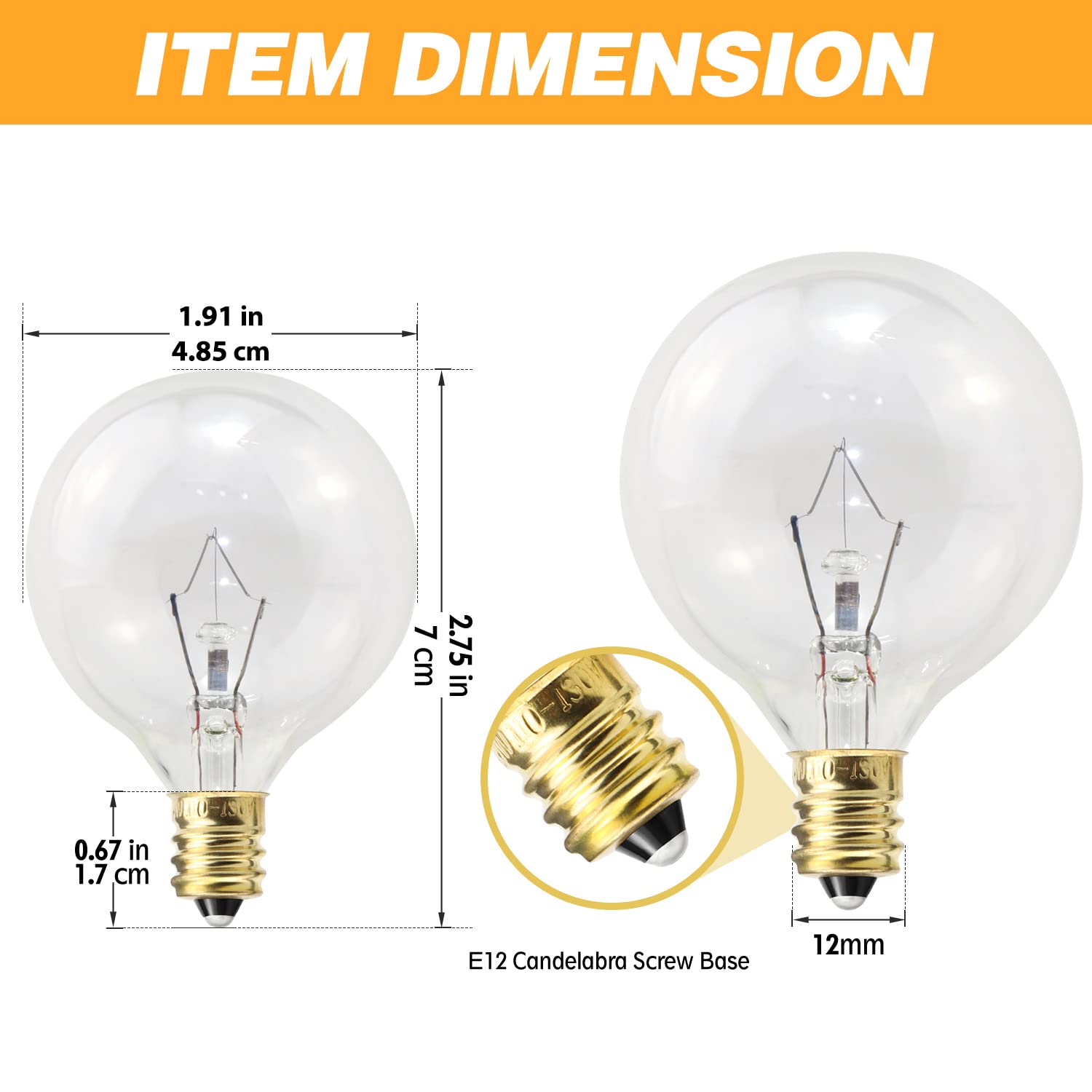 ETwinCoo Wax Warmer Light Bulbs, G50 25 Watt for Full Size Scentsy Warmers, G16.5 Globe E12 Base Clear - Long Life-Span and Melt Wax Fast, 120 Volt (6 Pack)