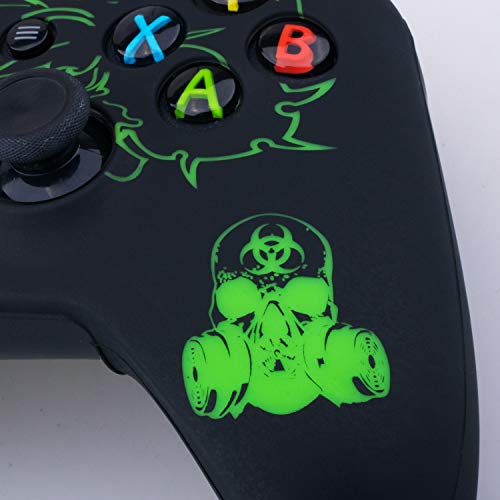 YoRHa Laser Carving Silicone Cover Skin Case for Xbox One S/Xbox One X Controller x 1(BH) with Thumb Grips x 10