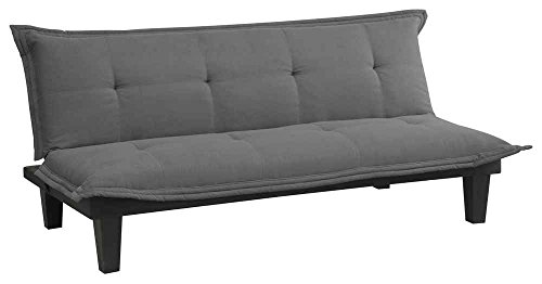 DHP Lodge Convertible Futon Couch Bed with Microfiber Upholstery and Wood Legs, Charcoal