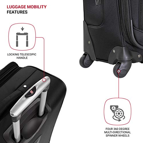 SwissGear Sion Softside Expandable Roller Luggage, Black, Checked-Medium 25-Inch