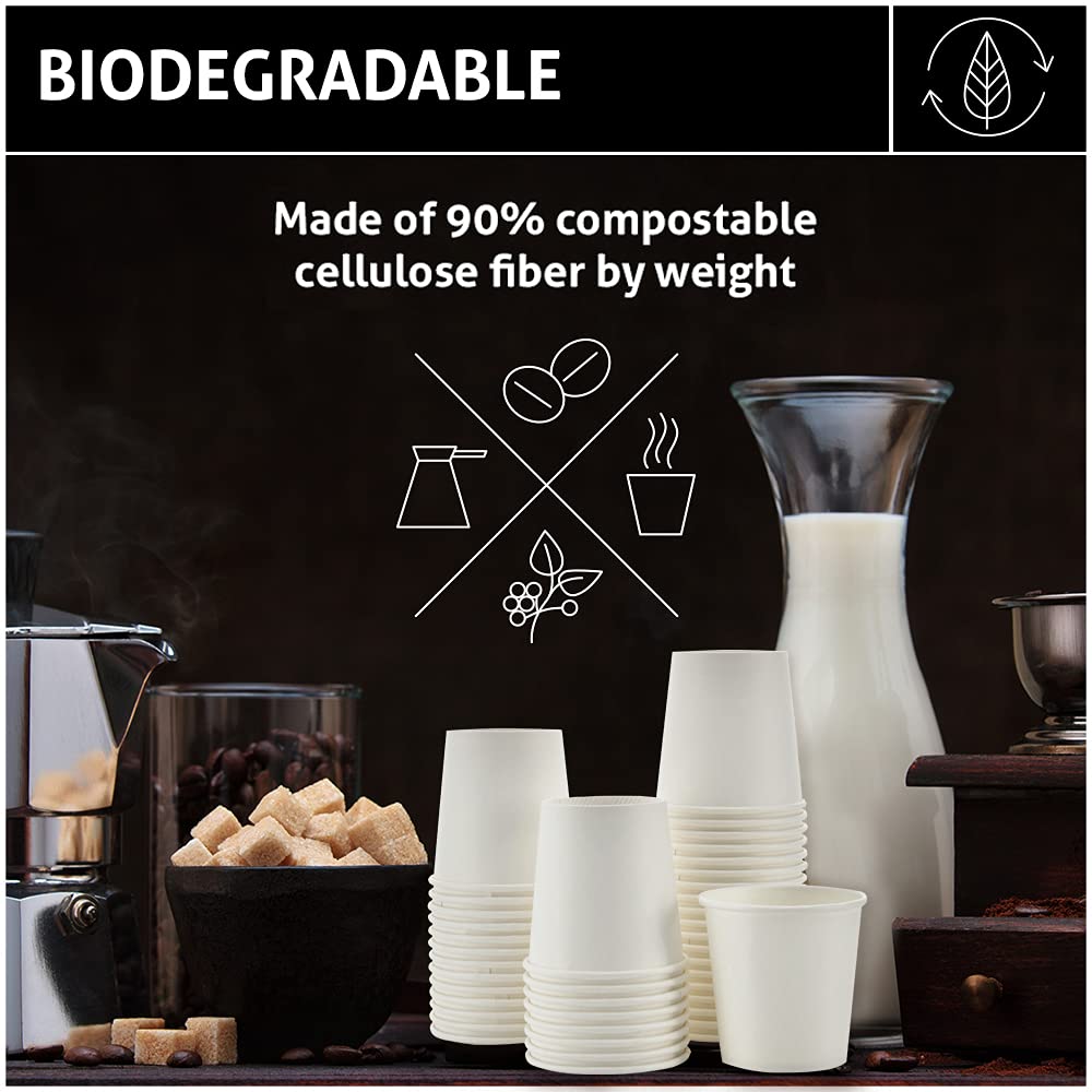 DOBI [200 Pack] 4 oz. Espresso Paper Cups - Small Disposable White Hot Paper Coffee Cups for Espresso, Macchiato, Cortado and More