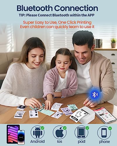 memolife M02L Mini Inkless Sticker Printer - Inkless Printer for iOS & Android, Bluetooth Printer with 1 Roll Non-Adhesive Paper, Mini Pocket Printer for DIY Creation, Study Notes, Mini Photo Printer